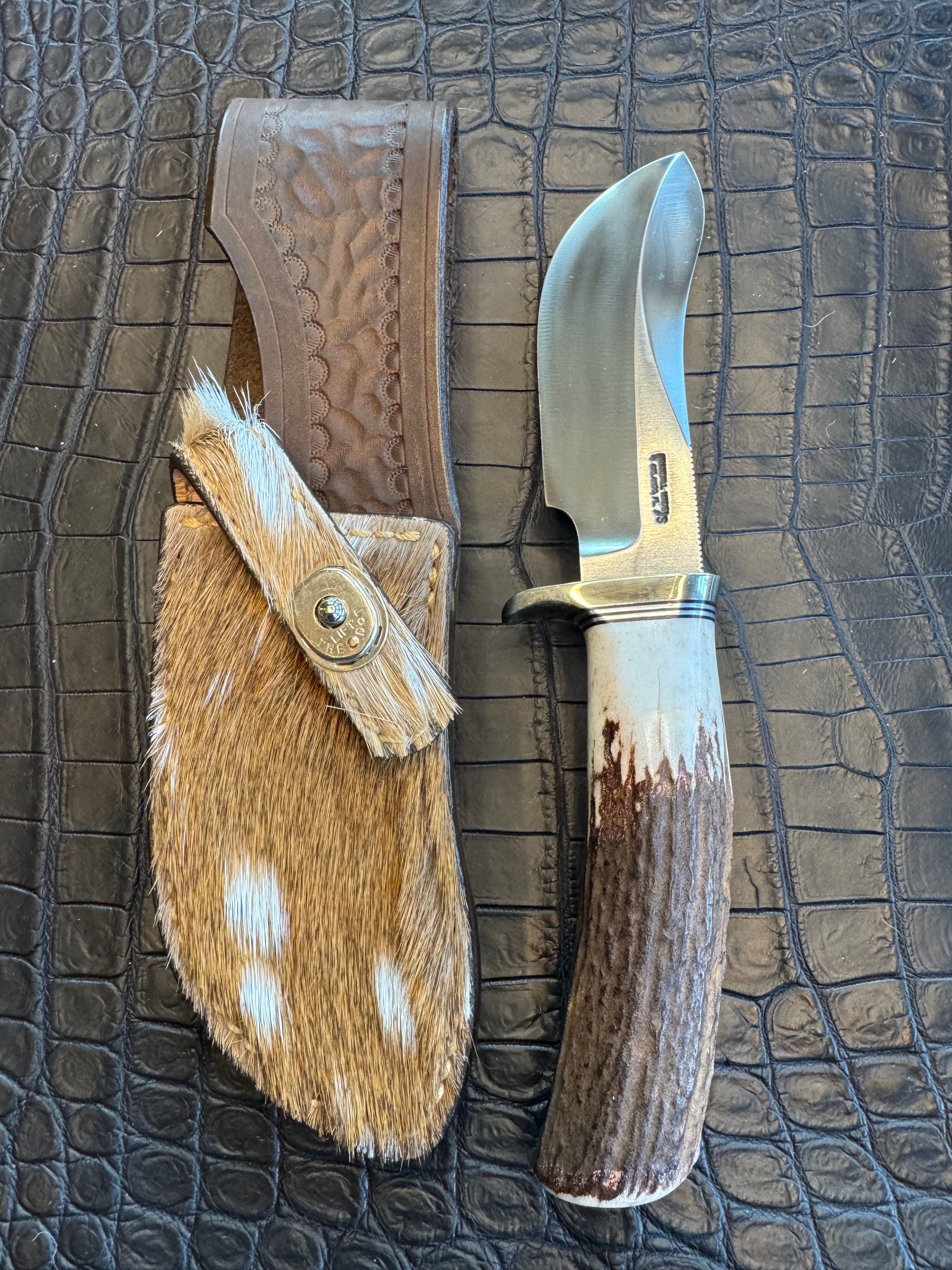 Randall Model Bowles Special Sheath in Exotic Axis Deer Hide from Tree ...