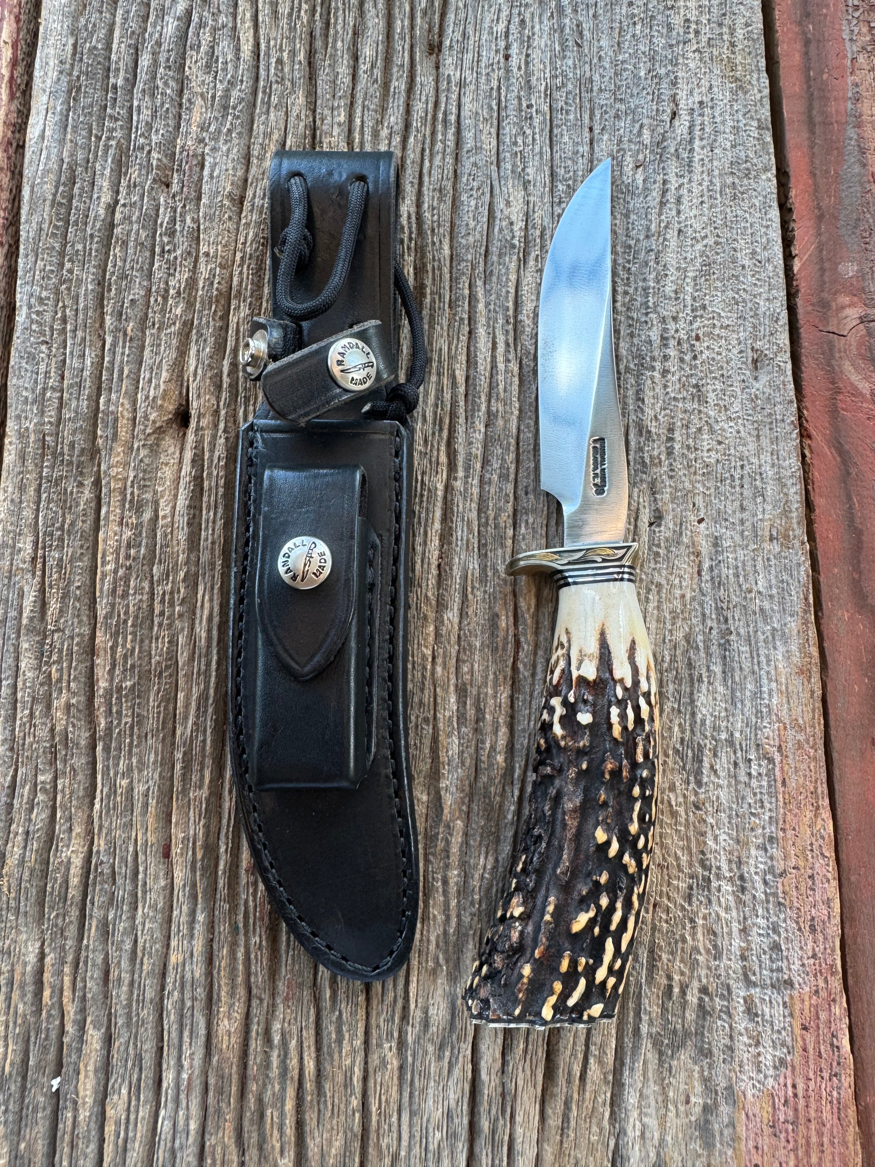 Randall Model 7-5 Denmark with a gnarly piece of Popcorn Stag. Nickel ...